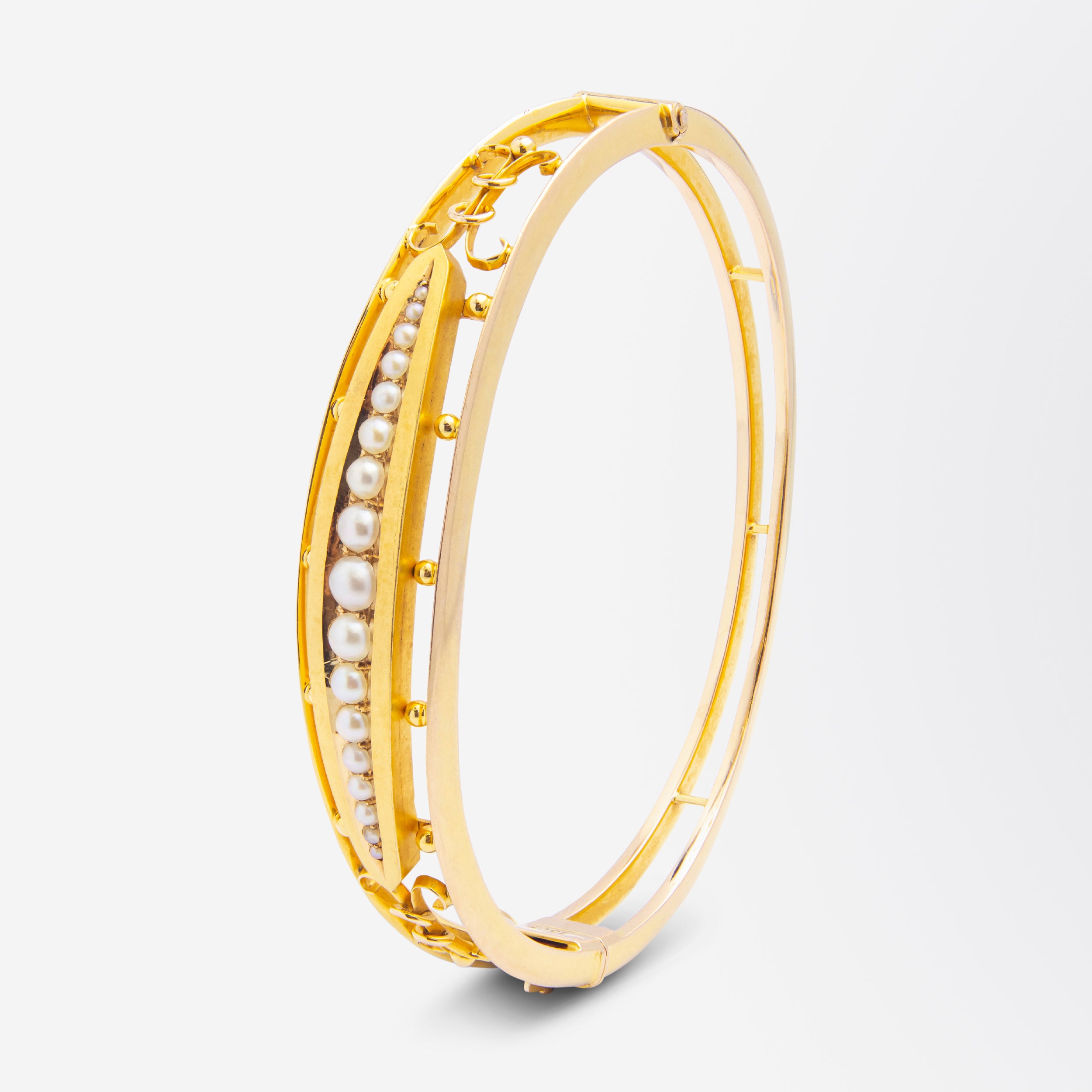 Antique Victorian 15kt Gold & Seed Pearl Bangle – The Antique Guild