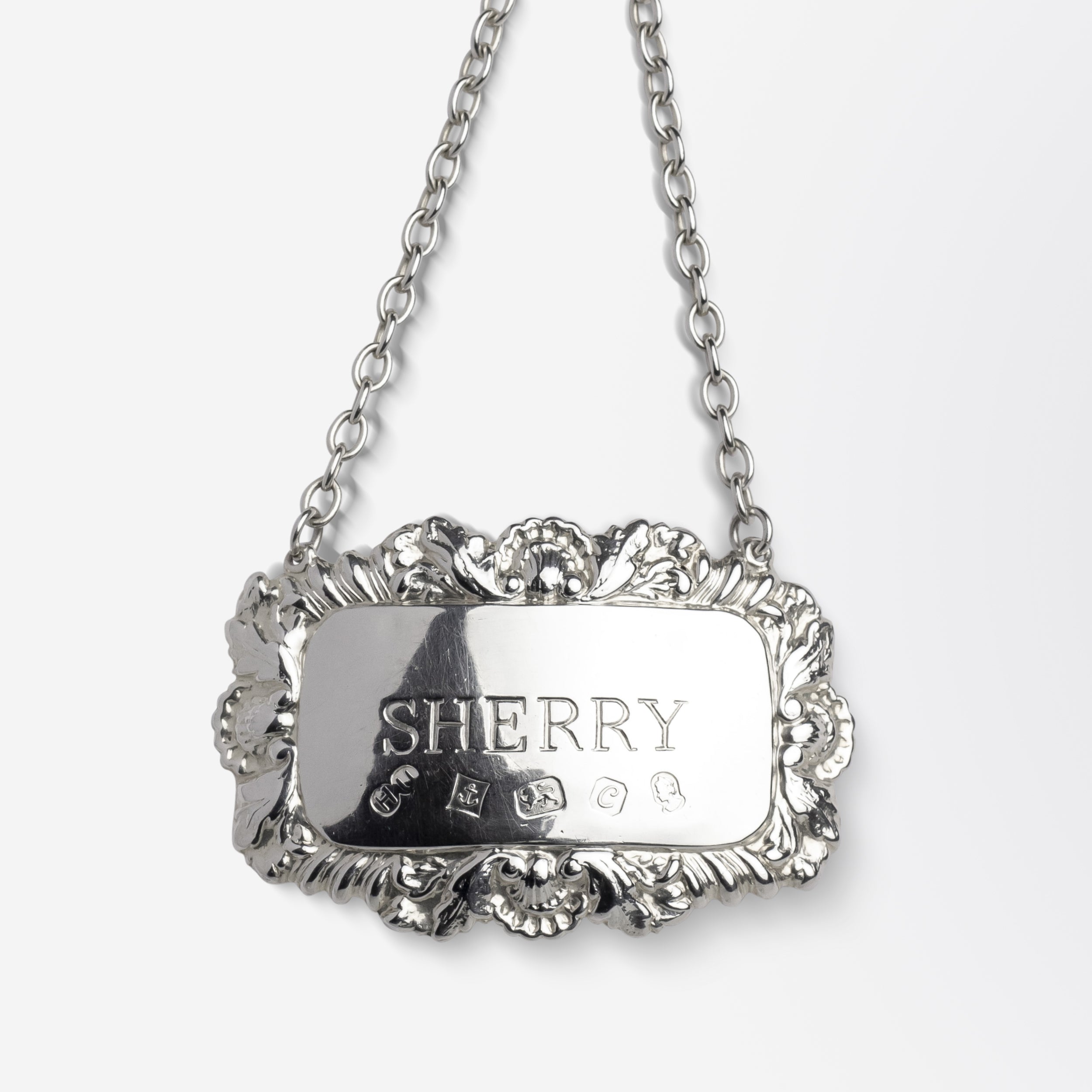 English Sterling Silver 'SHERRY' Decanter Tag – The Antique Guild