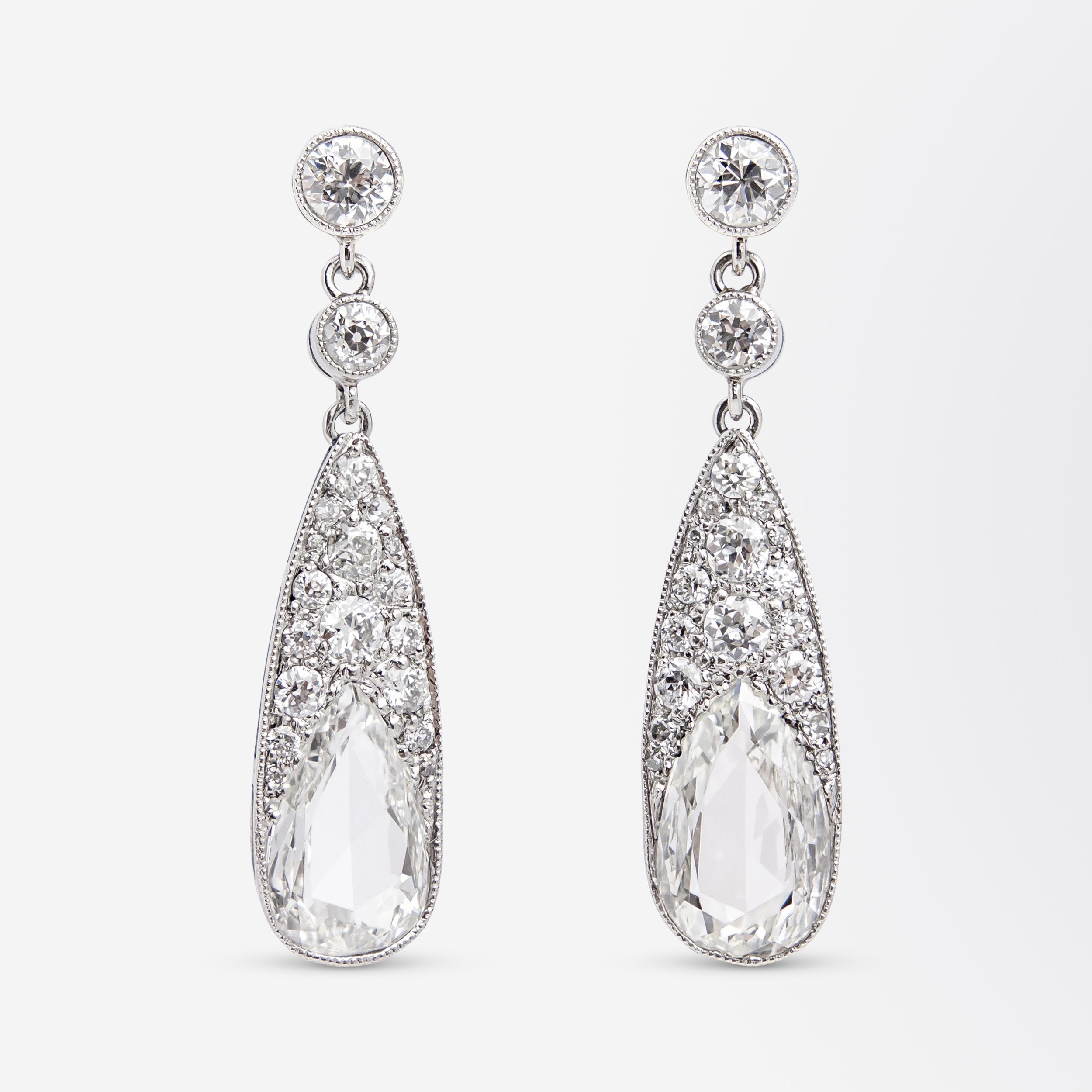Platinum & Diamond Belle Epoque Style Drop Earrings – The Antique Guild