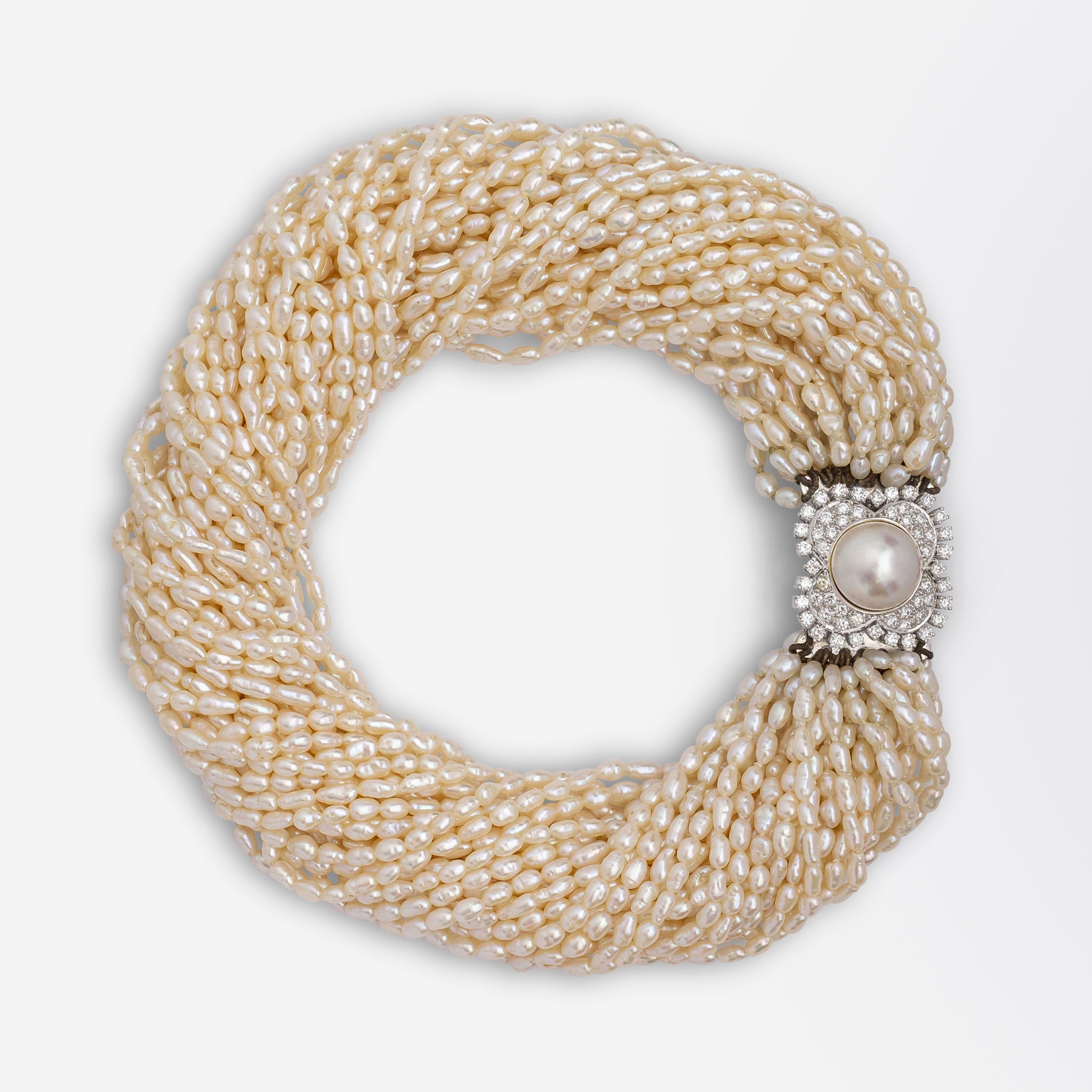 Mid Century Pearl Torsade with Mabe Pearl & Diamond Clasp – The Antique ...